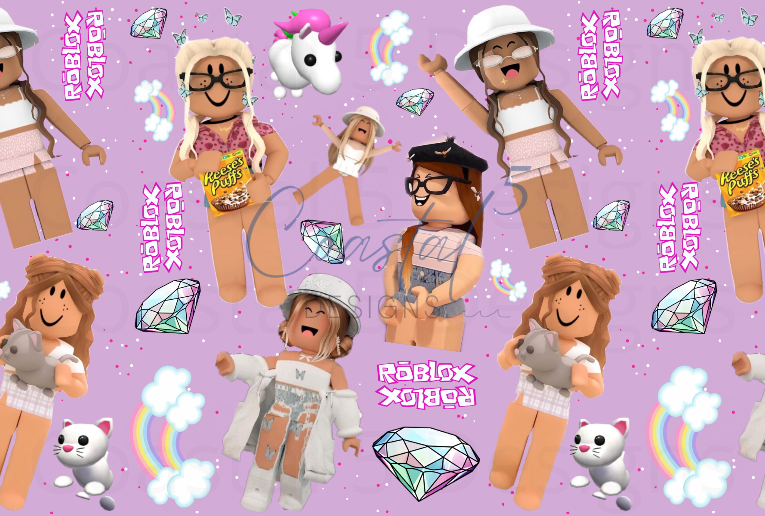 Roblox Girl Seamless Pattern | Girl Roblox for Scrabooking, Fabric ...