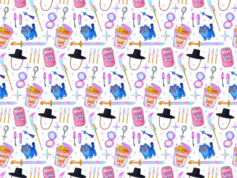 Kpop Demon Hunters Inspired Seamless Pattern, Kpop Hunters Pattern ...