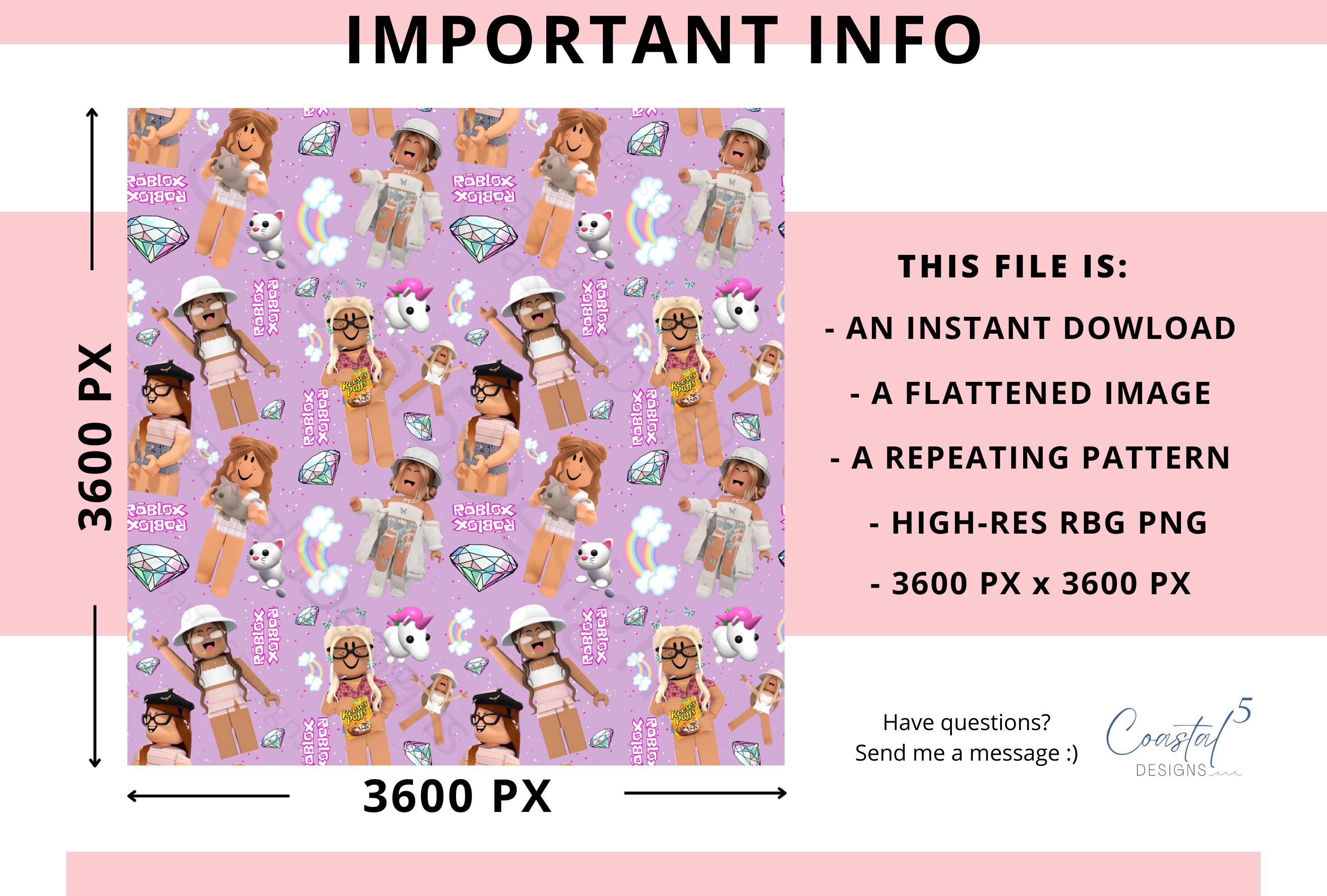 Roblox Girl Seamless Pattern | Girl Roblox for Scrabooking, Fabric ...