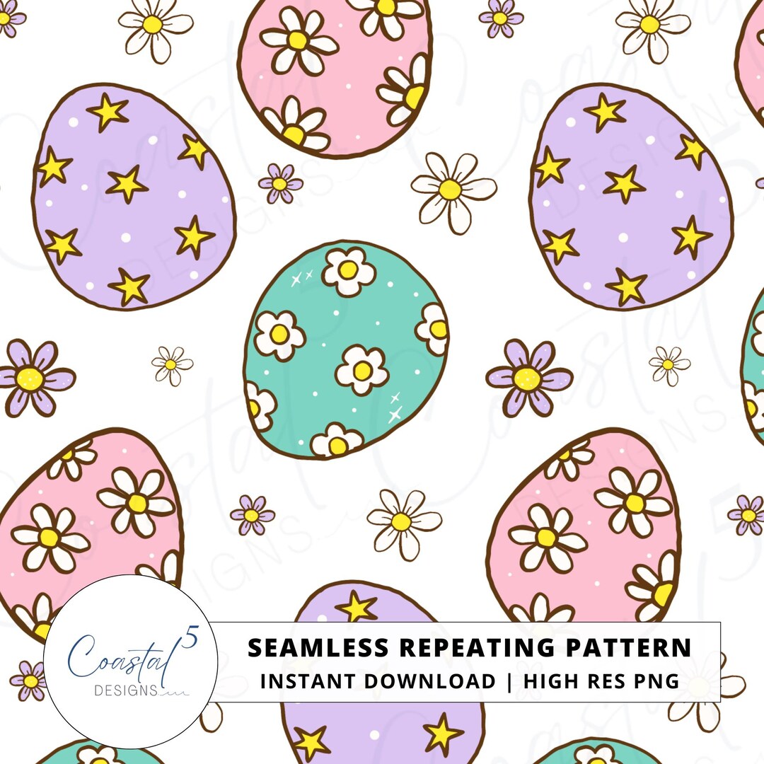Easter Egg Seamless Pattern, Pastel Easter Eggs Seamless File, Retro ...