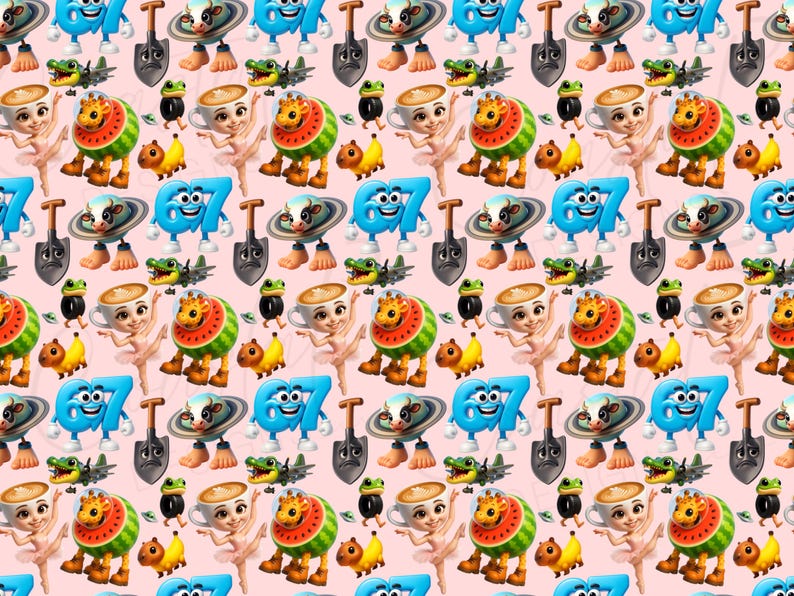Italian Brainrot Seamless Pattern, Italian Meme Digital Paper, Tong ...