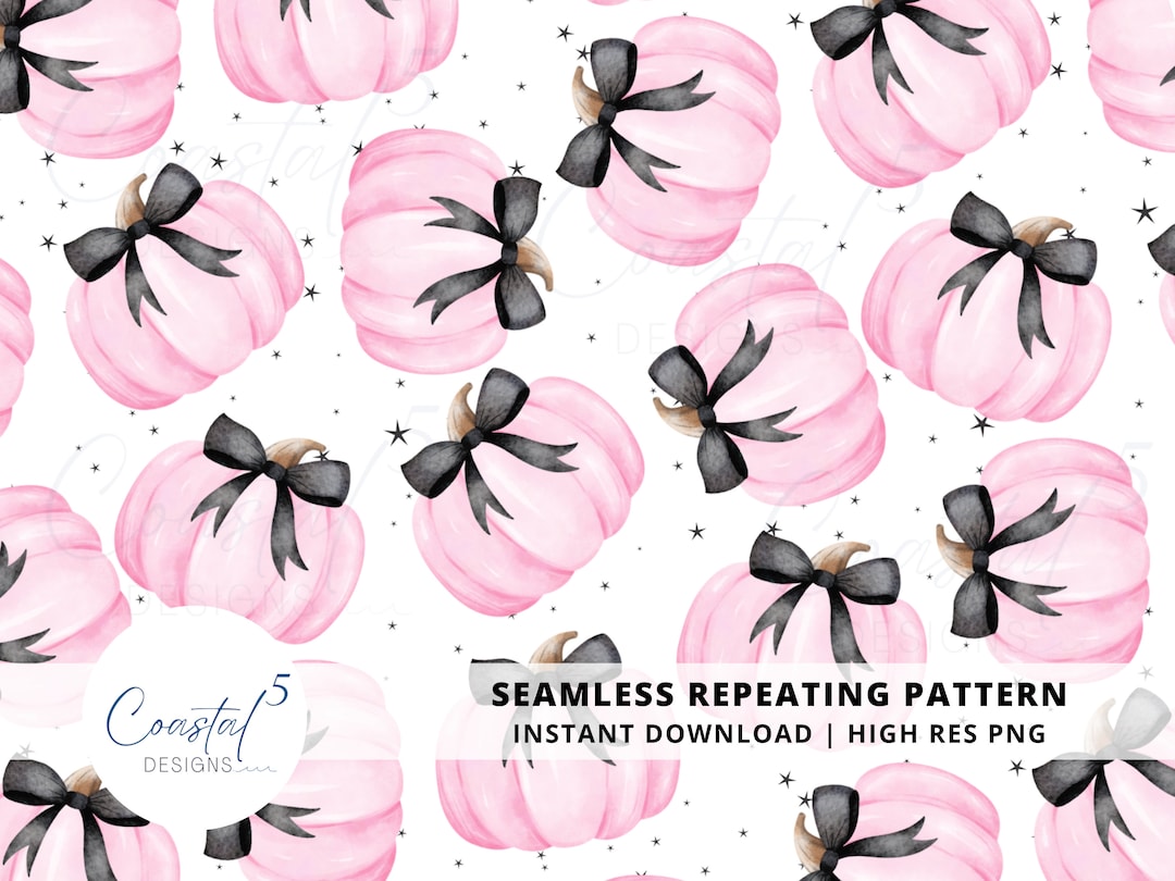 Fall Coquette Seamless Pattern, Pink Pumpkin Coquette Pattern, Coquette ...