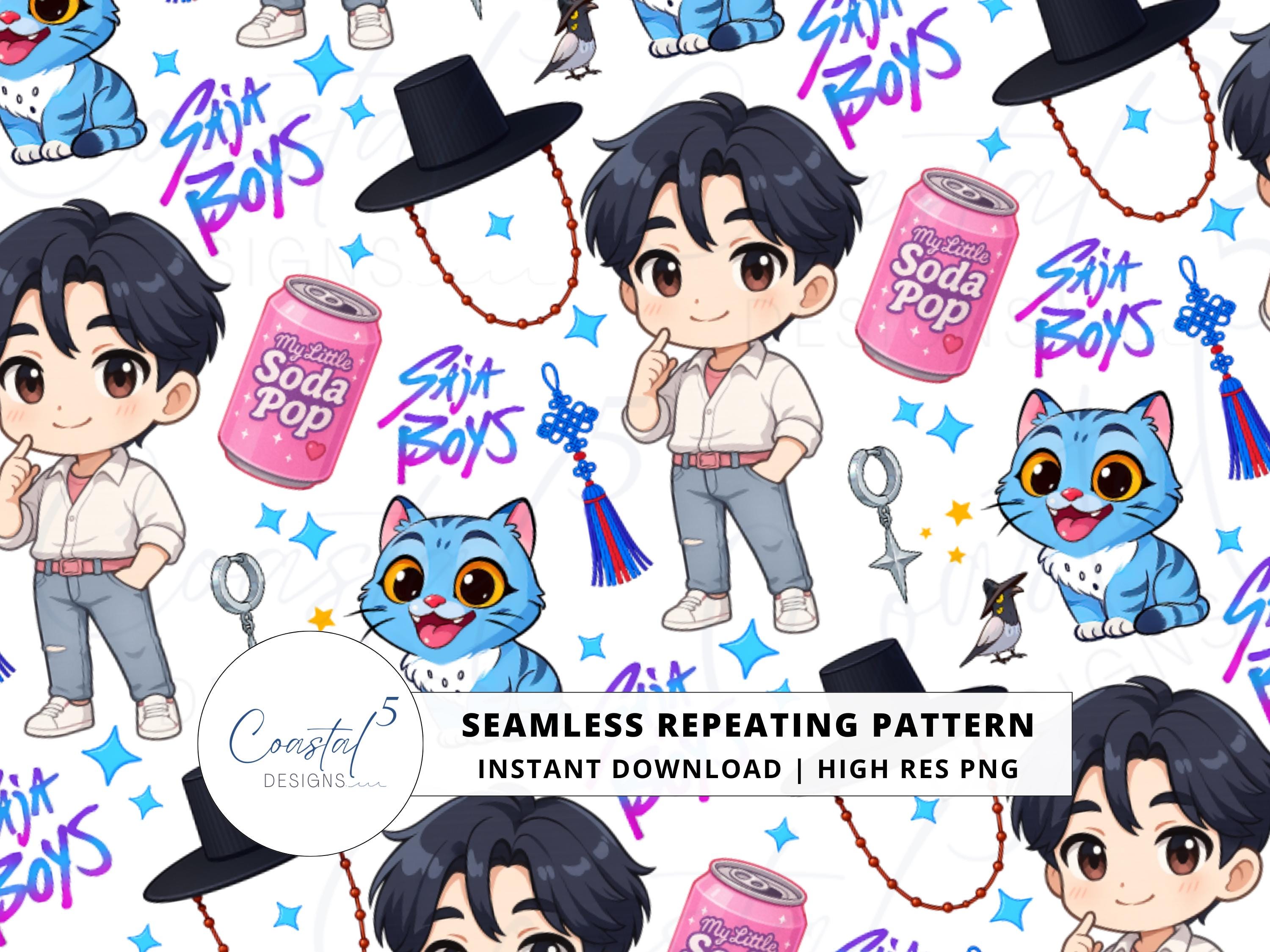Jinu Seamless Pattern, Kpop Hunters Inspired Seamless Pattern, Saja ...