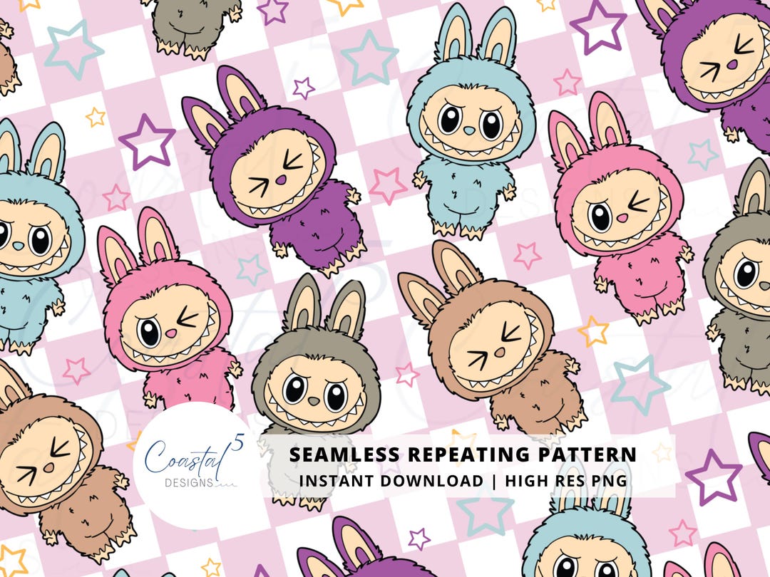 Labubu Monsters Seamless Pattern, Labubu PNG, Labubu Sublimation ...