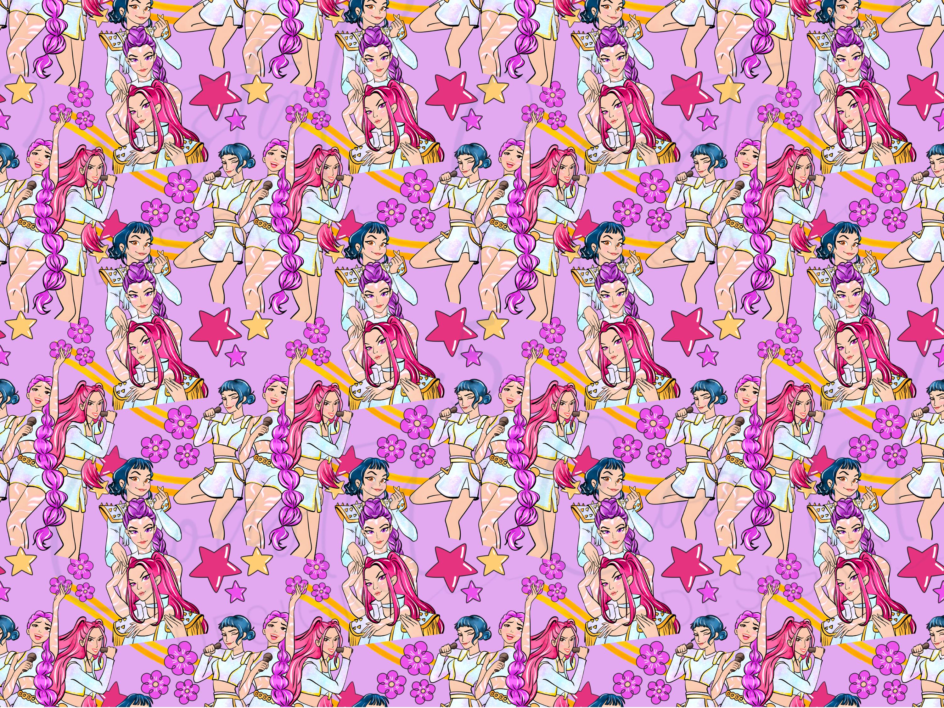 Kpop Hunters Seamless Pattern, K Pop Demon Pattern, Huntrix Digital Paper, Repeating Pattern ...