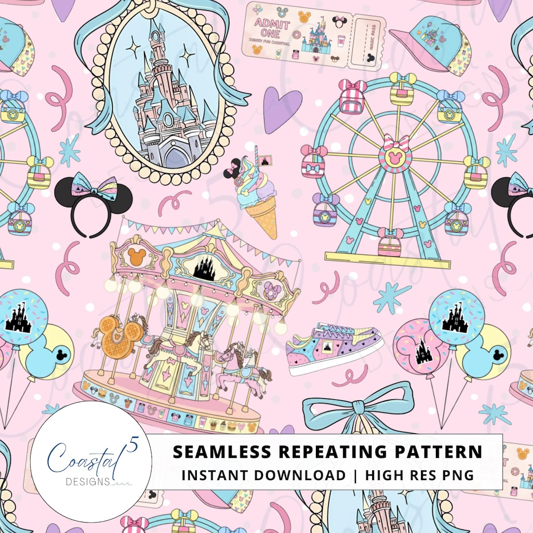 Pastel Park Seamless Pattern, Pastel Park Snacks Digital Paper, Theme ...