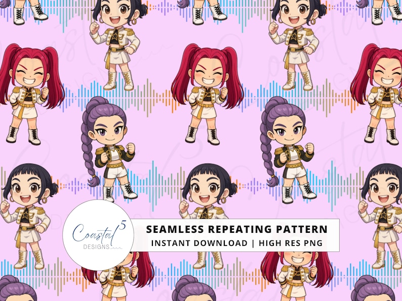 Kpop Demon Seamless Pattern, Kpop Hunters Huntrix Digital Paper, Demon ...