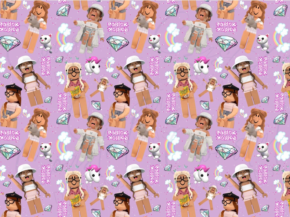 Roblox Girl Seamless Pattern, Gamer Girl Seamless Pattern, Video Game ...
