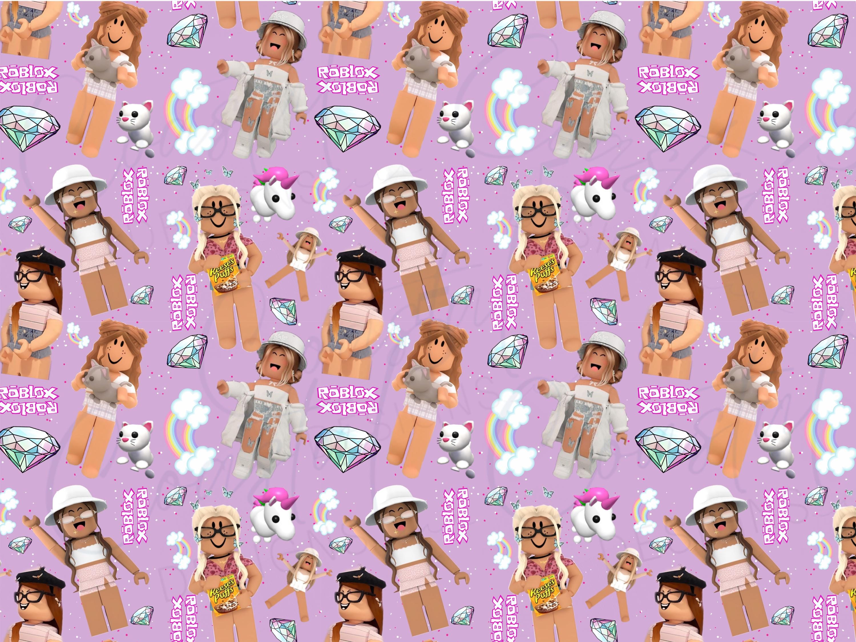 Roblox Girl Seamless Pattern, Gamer Girl Seamless Pattern, Video Game ...