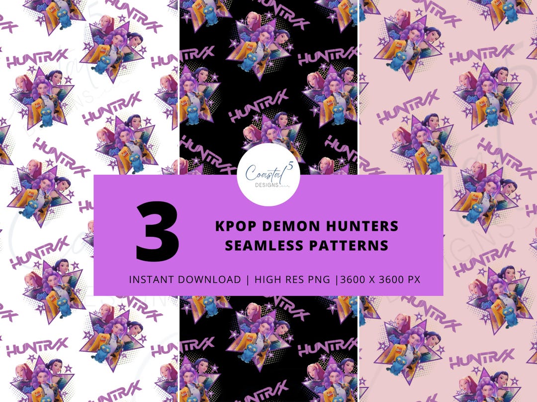 Kpop Hunters Seamless Pattern Pack, Huntrix Seamless File, Kpop Demon ...