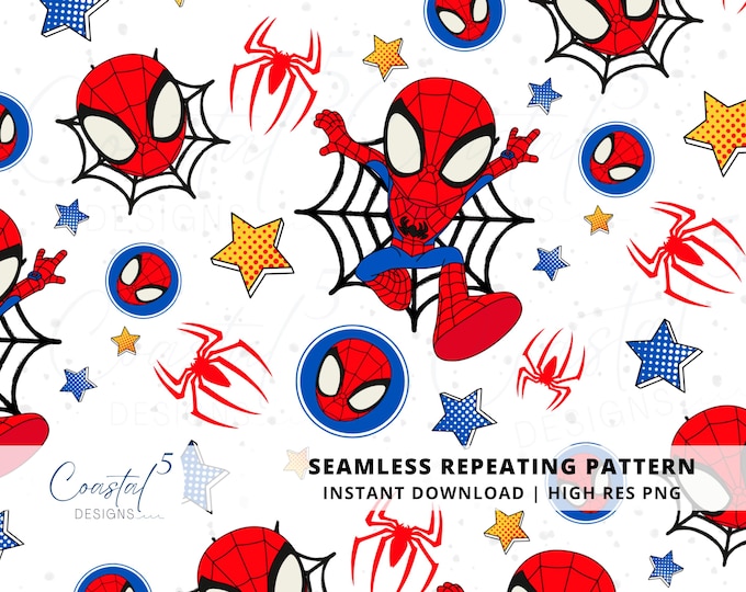 Spidey Seamless Pattern | Spidey and Friends PNG | Spidey PNG | Spidey ...