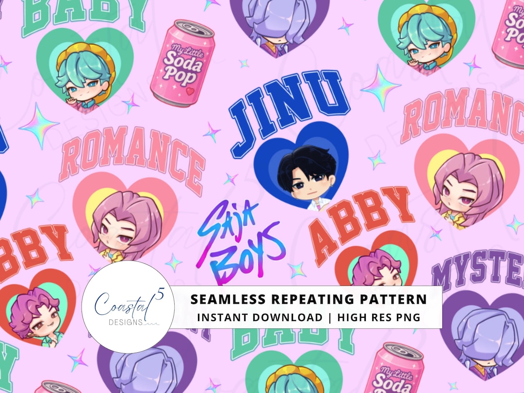 Saja Boys Inspired Seamless Pattern, Kpop Hunters Seamless Pattern ...
