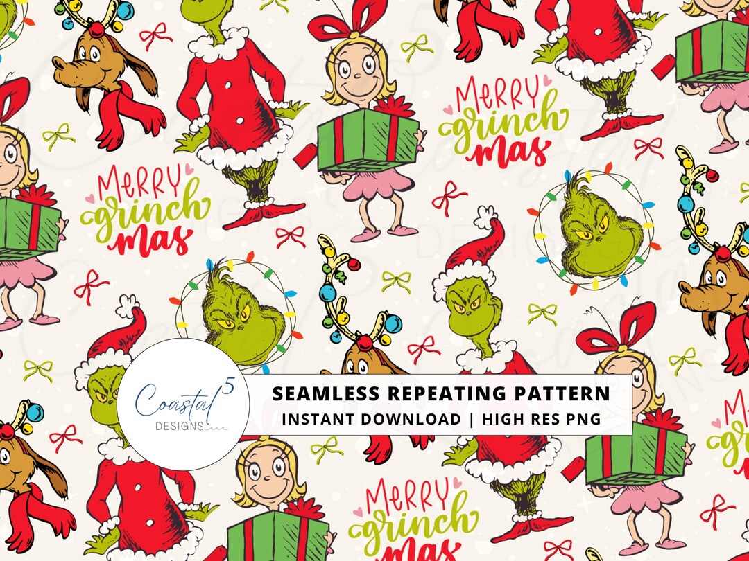 Mean Green Seamless Pattern, Christmas Seamless Pattern Design, You're ...