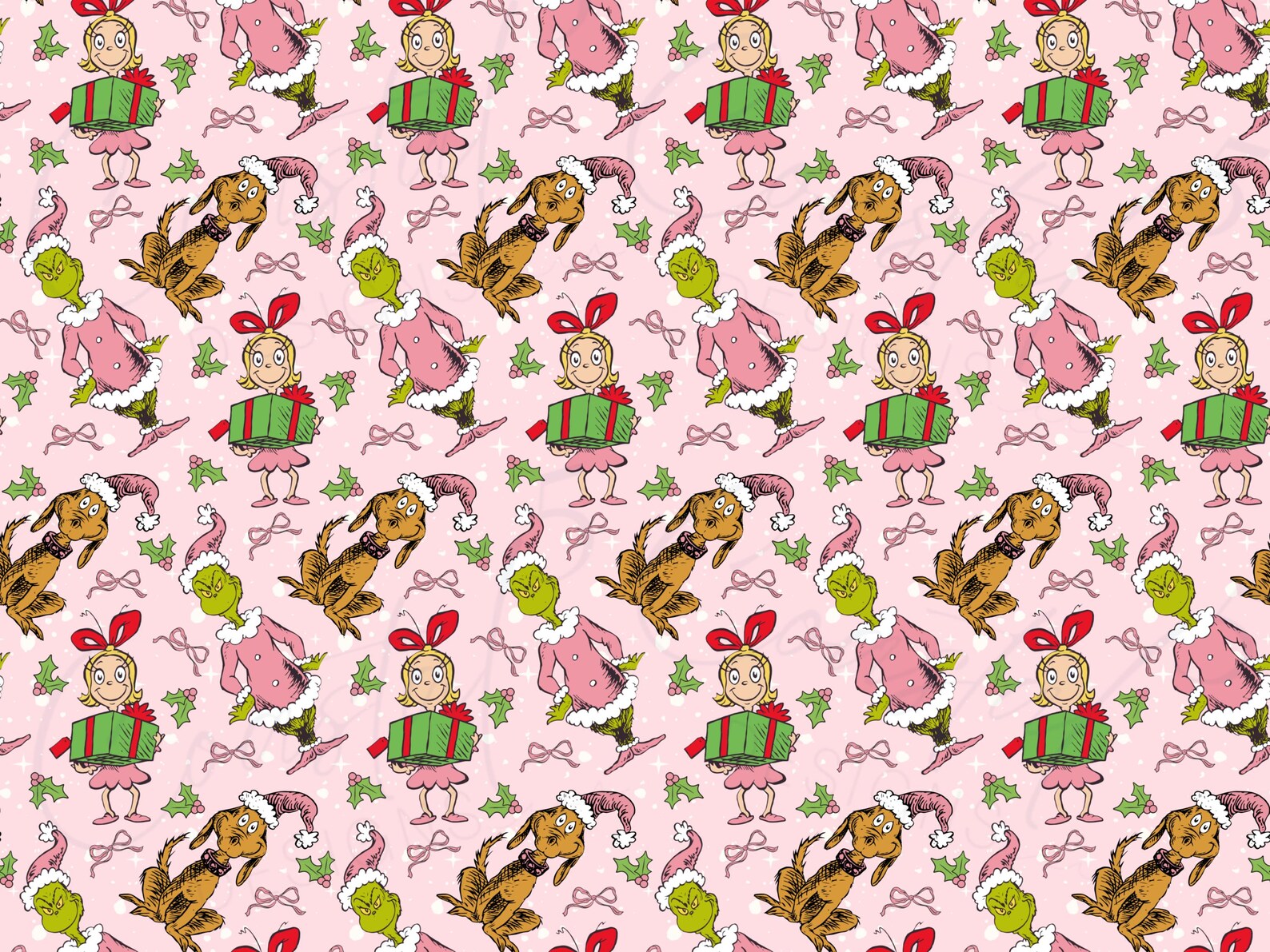 Pink Mean Green Seamless Pattern, Christmas Seamless Pattern Design ...