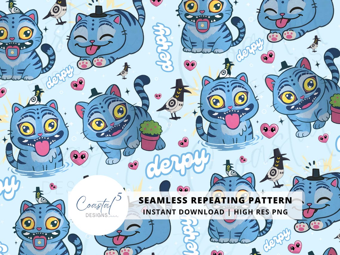 Derpy Tiger Seamless Pattern, Kpop Hunters Digital Paper, Demon Hunters ...