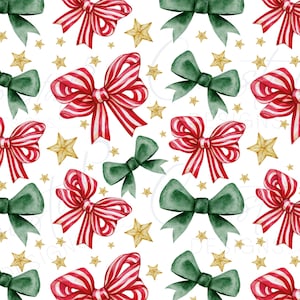 Red Christmas Bow Seamless Pattern, Coquette Christmas Seamless File ...