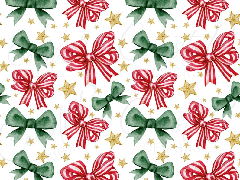 Red Christmas Bow Seamless Pattern, Coquette Christmas Seamless File ...