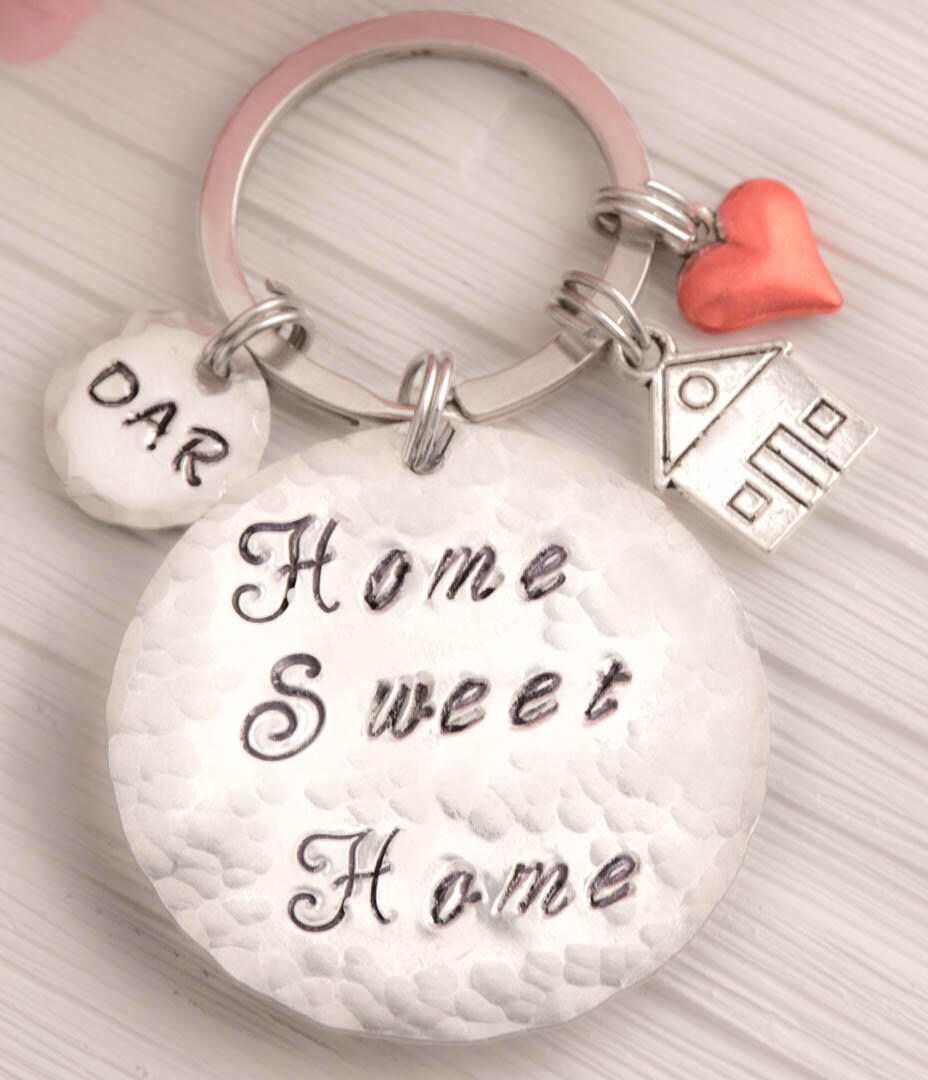 Sweet home keychain as moving gift for home owners | Etsy