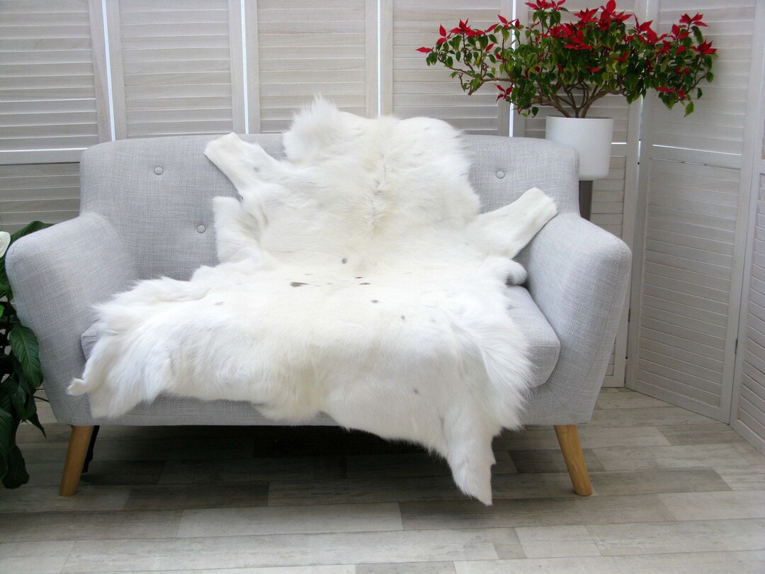 Genuine Scandinavian White ALBINO REINDEER HIDE Rug Massive Real ...