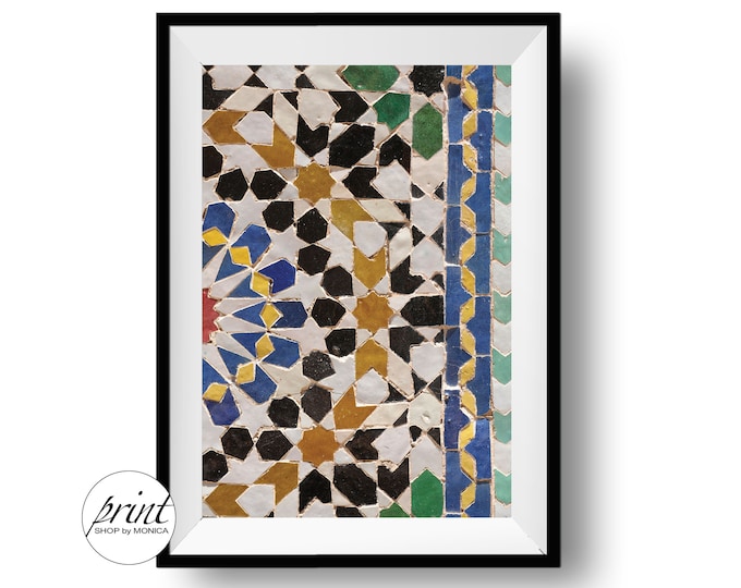 Blue Talavera Print, Moroccan Tile Art, Tile Wall Art, Blue Tile ...