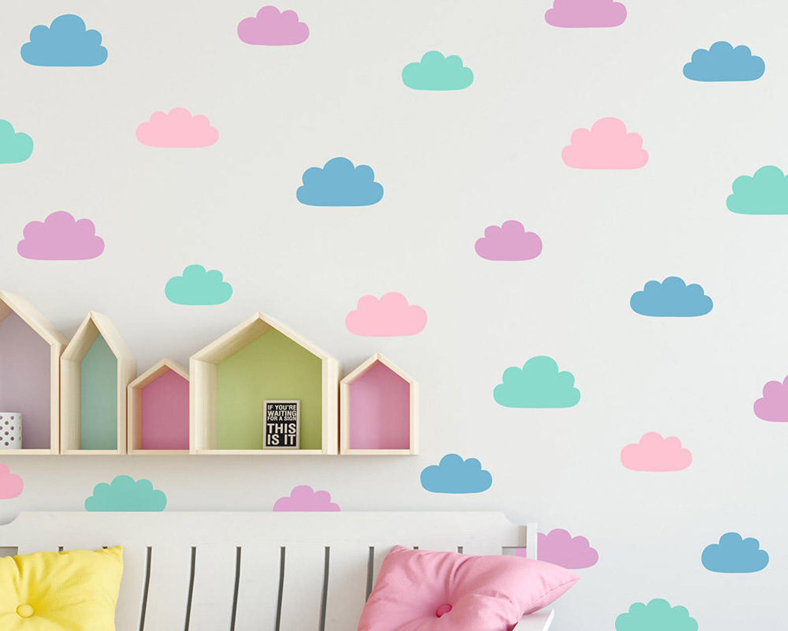 Cloud Wall Decals Vinyl Wall Decals 4-color Cloud Decals - Etsy