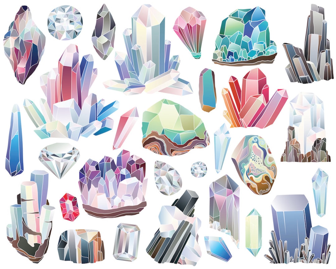 Crystals, Diamonds, and Minerals Clipart - 29 300 DPI Vector & PNG ...