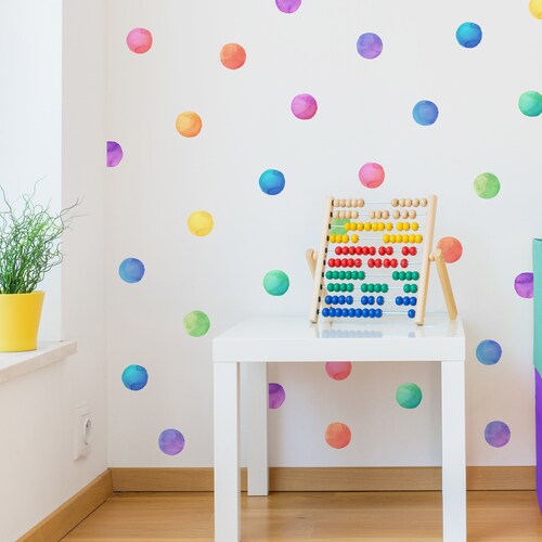 Watercolor Rainbow Polka Dot Decals Reusable Decal Nursery - Etsy