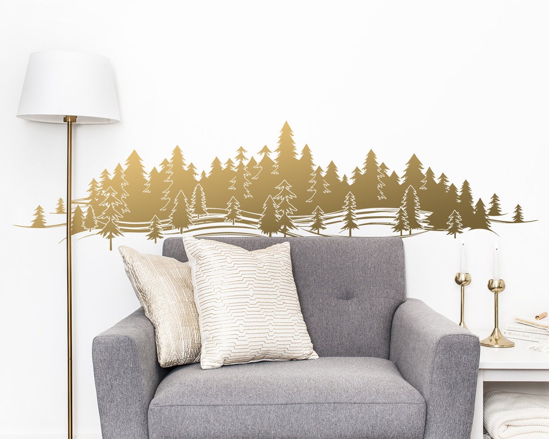 Forest Treescape Wall Decal - Mountain Decal, Pine Tree Wall Decals ...