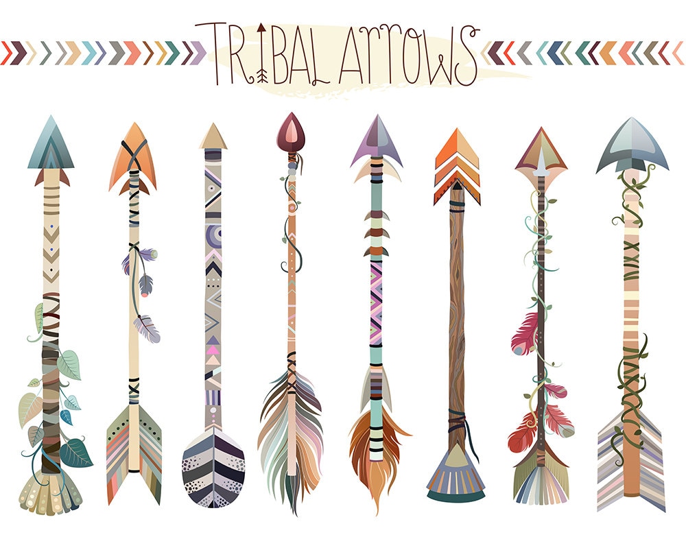 Tribal Arrows Clipart Set of Vector PNG & JPG Files Hand | Etsy