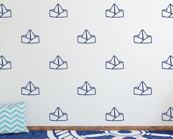 Paper Boat Wall Decals Nautical Decals Nursery Decals Cute | Etsy