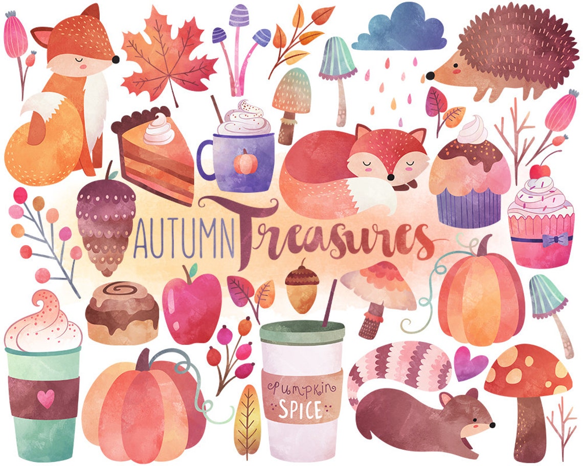 Watercolor Autumn Clipart Watercolor Clipart Fall Clipart - Etsy