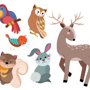 Cute Animals Clip Art - Set of 16 Hand Drawn 300 DPI Vector, PNG, and ...