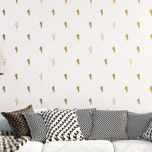 Lightning Wall Decals - Gold Vinyl Decal Set, Unique Wall Decals ...