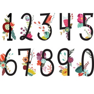 Floral Alphabet and Numbers Clip Art - Set of 36 300 DPI X-large ...