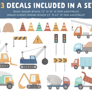 Construction Truck Wall Decals - Nursery Decor, Watercolor Wall Art ...