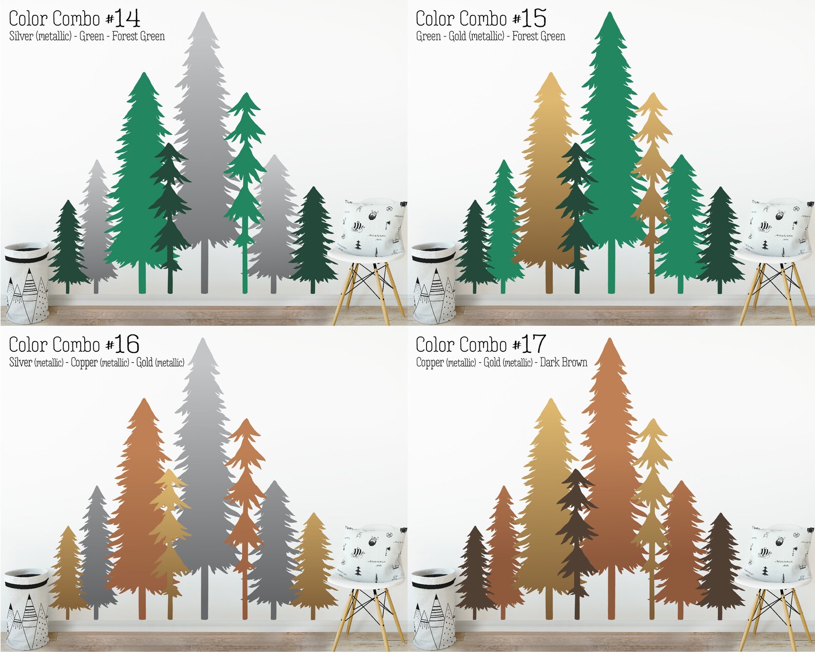 Large Forest Wall Decals - Forest Mural, Tree Decals, Woodland Nursery ...
