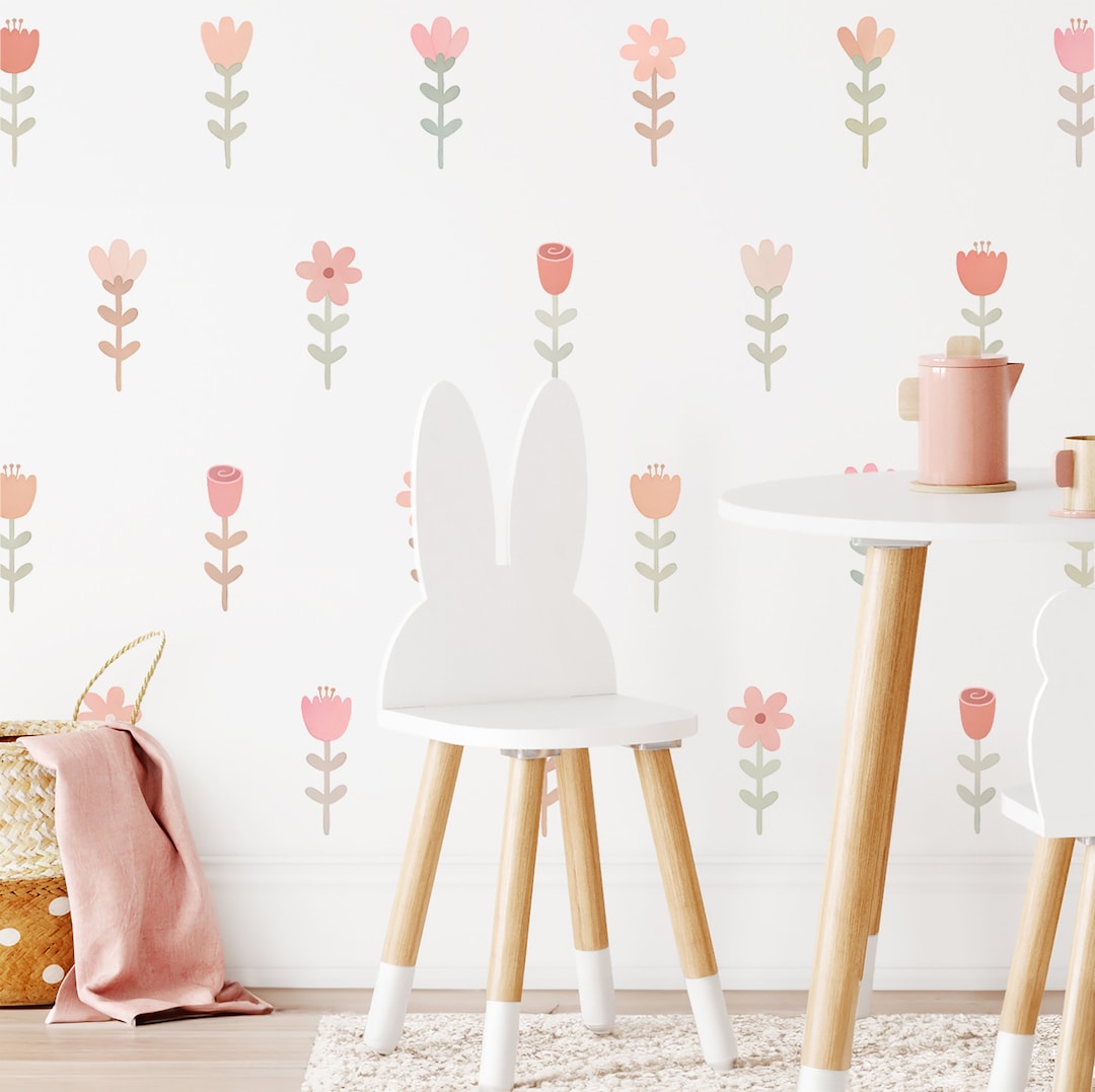 Flower Wall Decals - Floral Nursery Decor, Watercolor Flower Wall Art ...