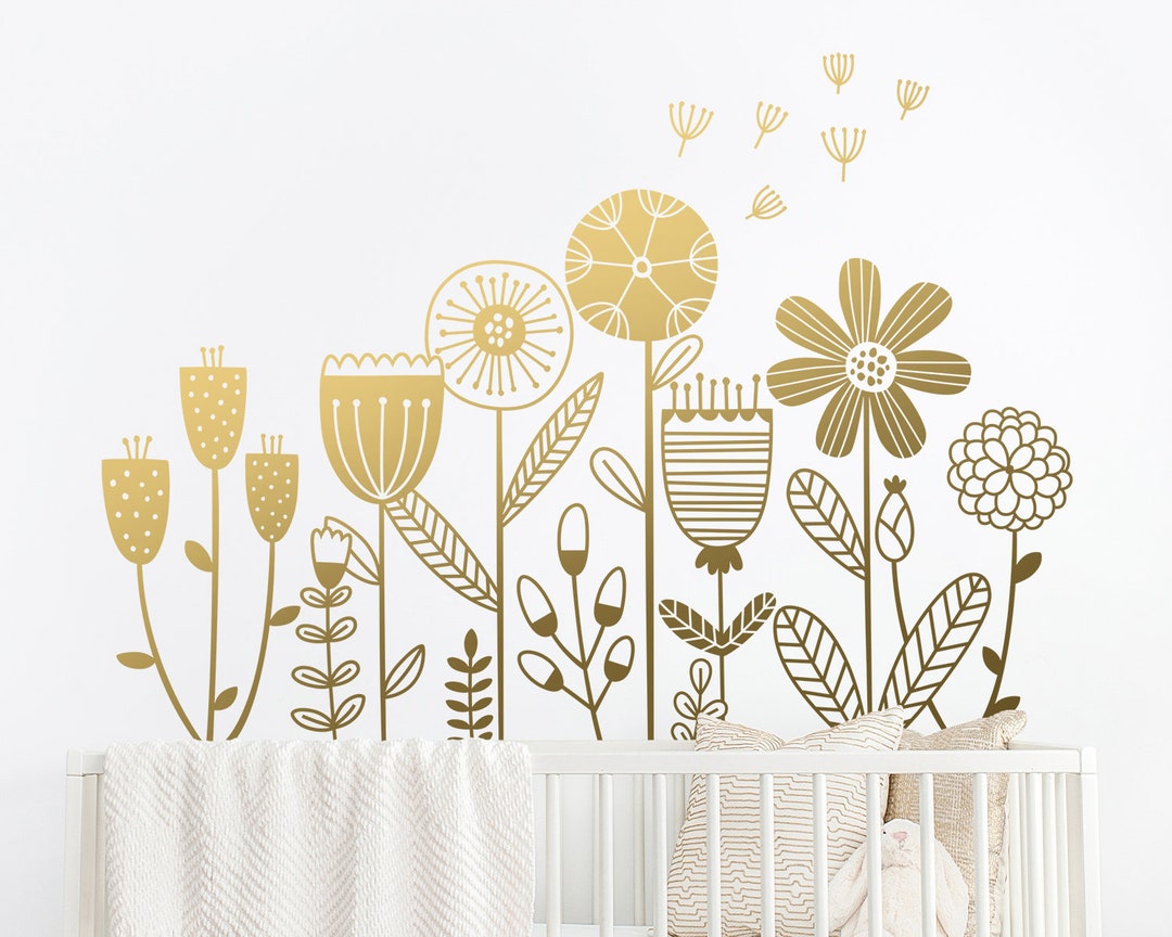 Flower Garden Wall Decal Flower Decals Dandelion Decal Girls Room