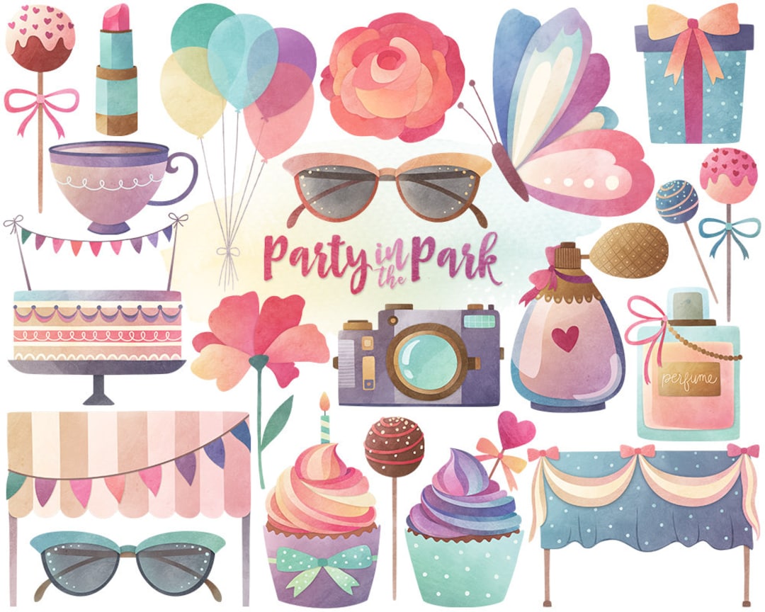 Watercolor Party Clipart - Watercolor Clipart, Party Clipart, Cute Clip ...