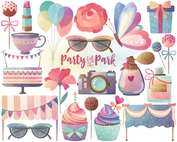 Watercolor Party Clipart Watercolor Clipart Party Clipart | Etsy
