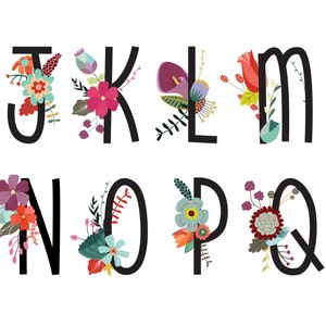 Floral Alphabet and Numbers Clip Art - Set of 36 300 DPI X-large ...
