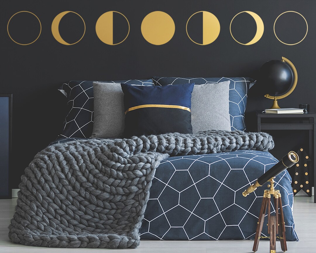 Moon Phases Wall Decal - Phases of the Moon Decor, Celestial Wall Art ...