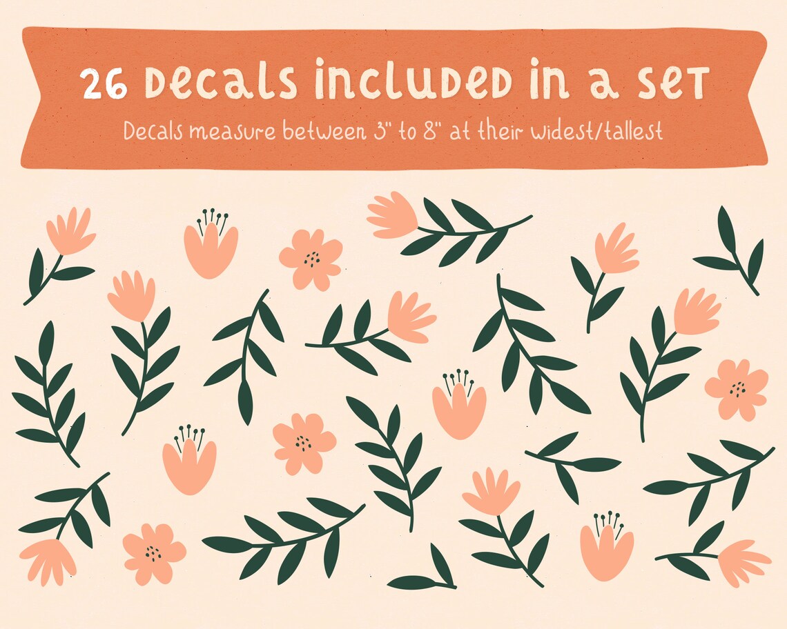 Flower Wall Decals Boho Floral Wall Stickers Nursery Decor - Etsy
