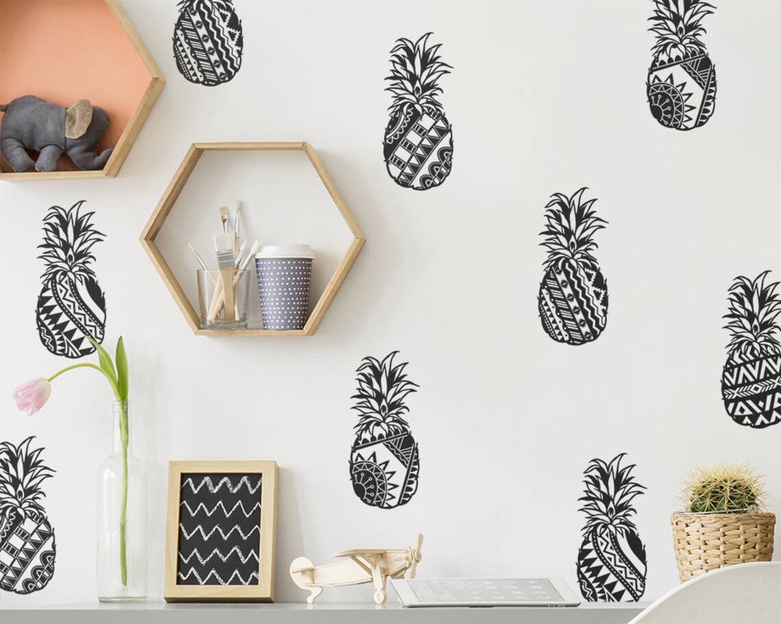 Tribal Patterned Pineapple Wall Decals Pineapple Vinyl Wall - Etsy