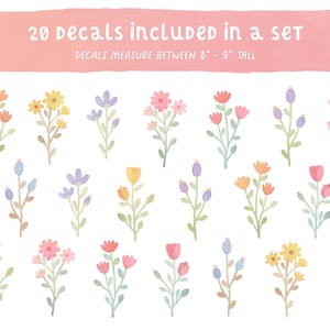 Flower Wall Decals - Floral Nursery Decor, Watercolor Wall Art, Daisy ...