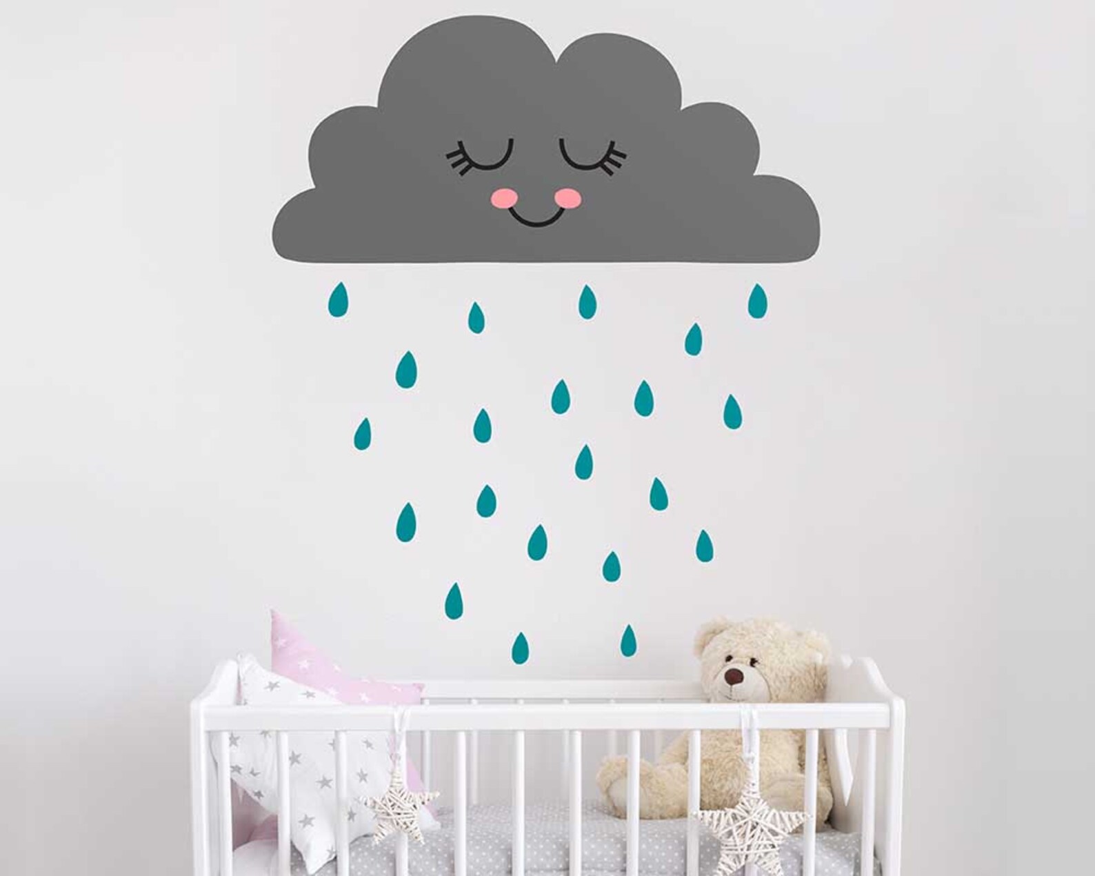 Cloud Wall Decal - Nursery Decal, Cloud Decal, Rain Decal, Cute Nursery ...