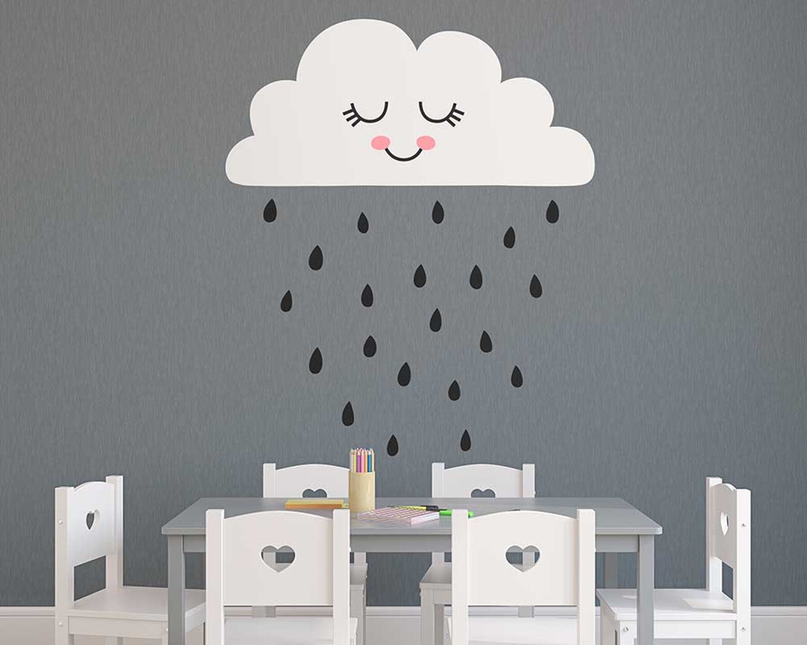 Cloud Wall Decal - Nursery Decal, Cloud Decal, Rain Decal, Cute Nursery ...