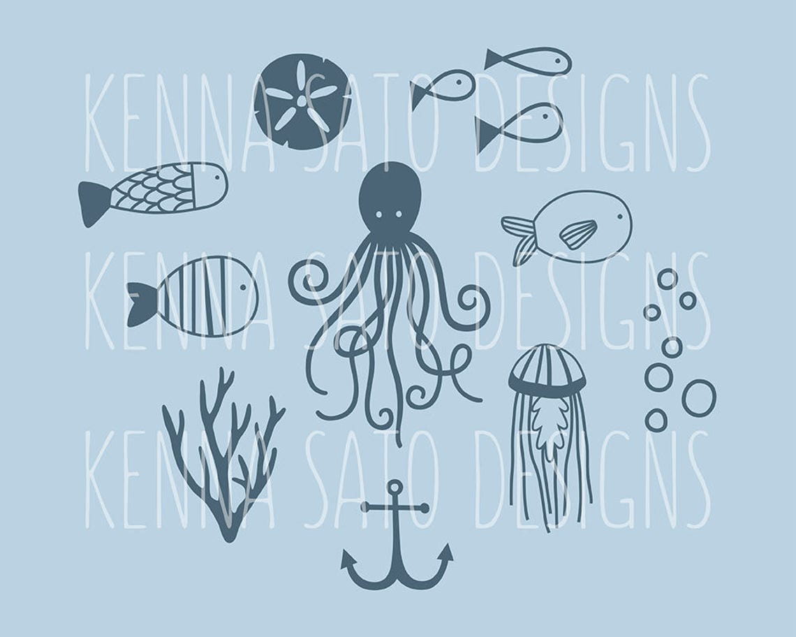 Sea Life Wall Decals - Nautical Decals, Nursery Decals, Ocean Decals ...