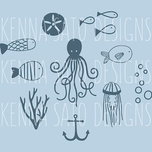 Sea Life Wall Decals - Nautical Decals, Nursery Decals, Ocean Decals ...