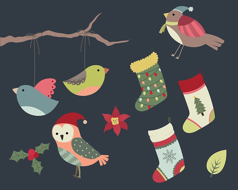 Cute Christmas Clipart Set of 27 300 DPI PNG & Vector Files | Etsy